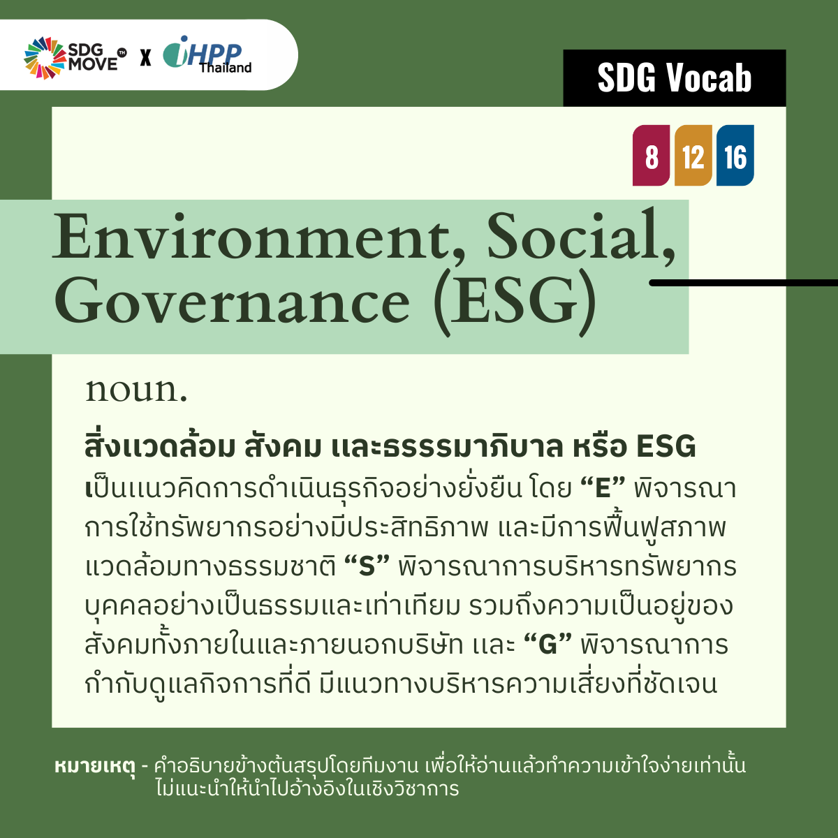 SDG Vocab | 61 – Environment, Social, Governance (ESG) – แนวคิดดำเนินธุรกิจอย่างยั่งยืน คำนึง ...